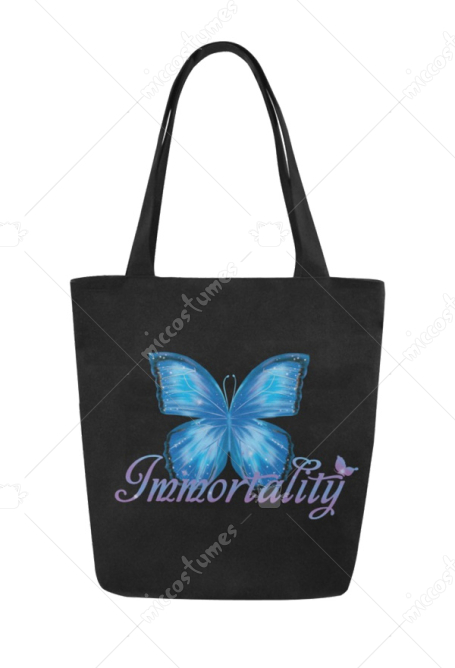 Blue Butterfly Canvas Bag - Reusable Shopping Tote Large Beach Bag ...