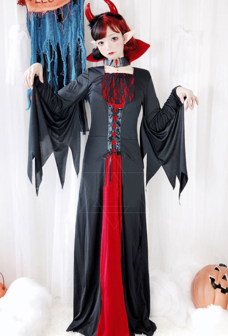 Women Batwing Sleeves Witch Bride Vampire Sexy Dress - Halloween ...