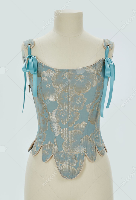 Medieval Renaissance Floral Pattern Corset Top - 17th Century Lace-Up ...