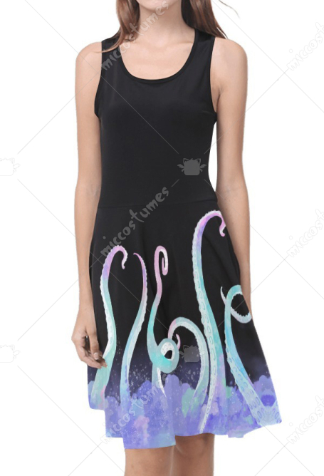 Women Tank Sundress - Colorful Tentacle Prints Sleeveless Sundress ...