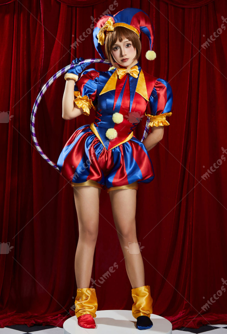 Clown Girl Costume- Blue Red Jumpsuit and Hat with Gloves and Socks ...