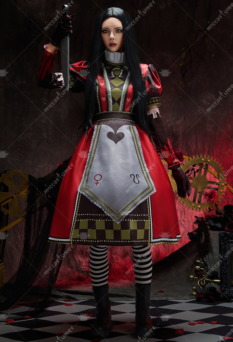 Alice Cosplay Costume - Halloween Royal Dress with Apron Nail Piece ...