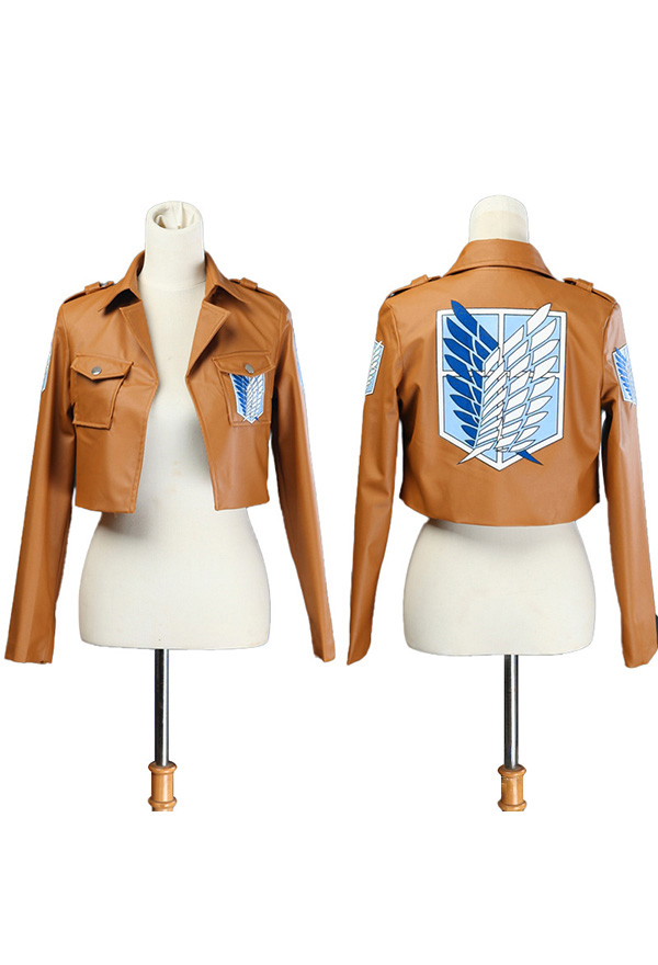 Investigation Corps Short Coat - AoT Khaki Uniform Crop Jacket Cosplay ...
