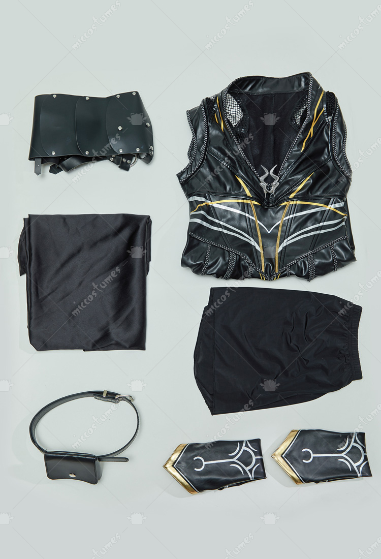 Women Shadowheart Derivative Battle Suit Costume - Black Deep V Leather ...