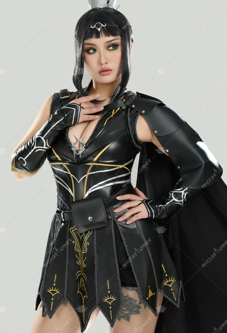 Women Shadowheart Derivative Battle Suit Costume - Black Deep V Leather ...