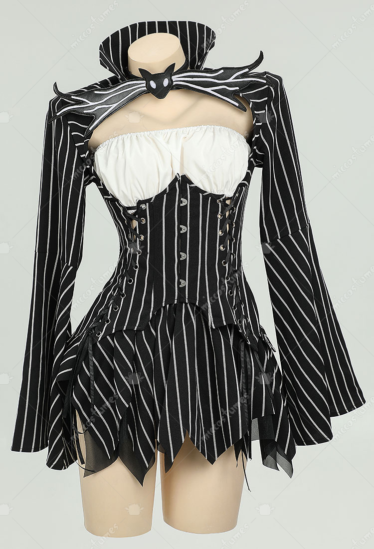 Women Jack Derivative Gothic Black White Stripe Halloween Costume ...