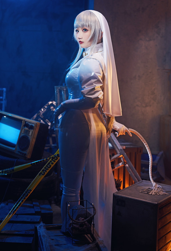 Latex Sisters Sexy Lingerie Set - Halloween White Nun Costume Bodysuit ...