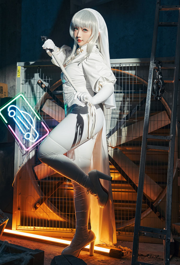 Latex Sisters Sexy Lingerie Set - Halloween White Nun Costume Bodysuit ...