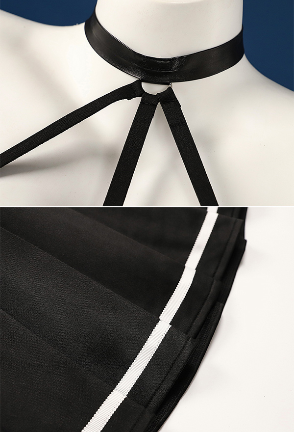 Übel Costume - Black Halter Dress and Armbands with Leg Garter and ...