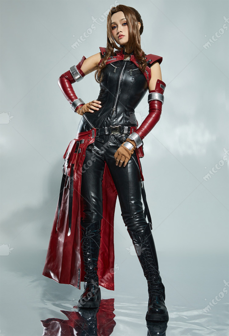 Women Aeris Costume- Black Top and Pants with Skirt and Vest FF Cosplay | Top Quality Outfits ...