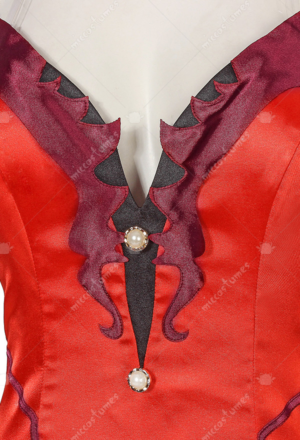 Aeris Costume- Red Dress with Necklace Bracelet FF Cosplay | Top ...