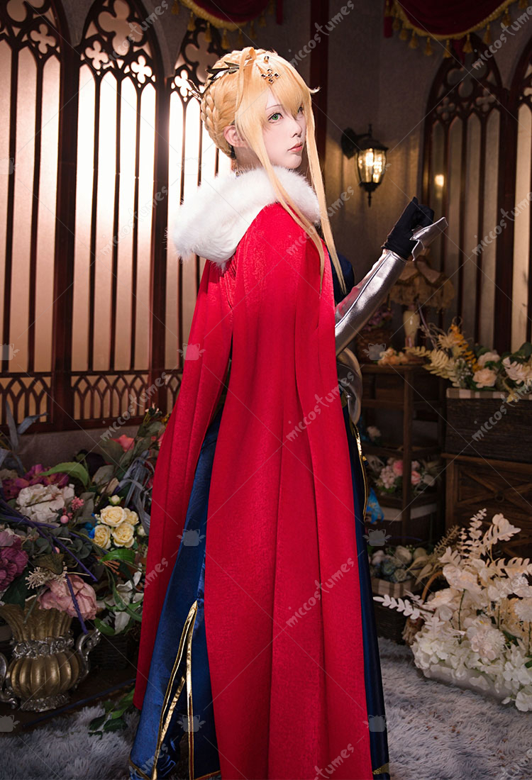 Women Saber Altria Costume - Dress with Cape and Crown FGO Cosplay ...