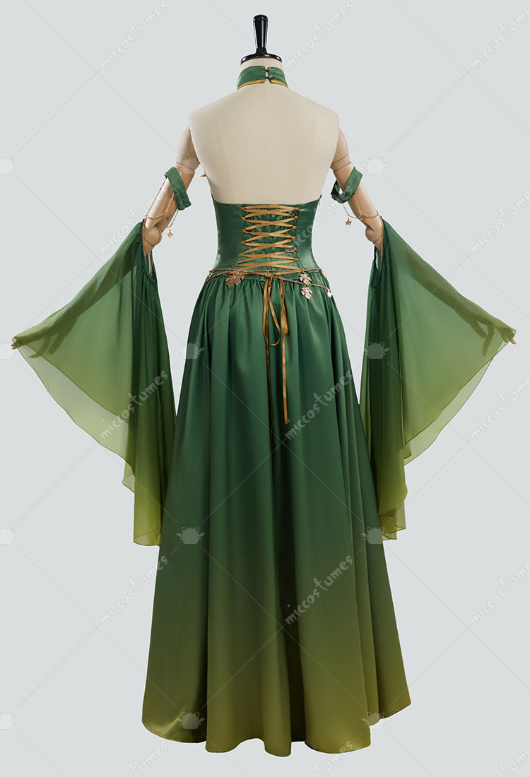 Women Medieval Renaissance Elf Costume - Green Gradient Fairy Dress ...