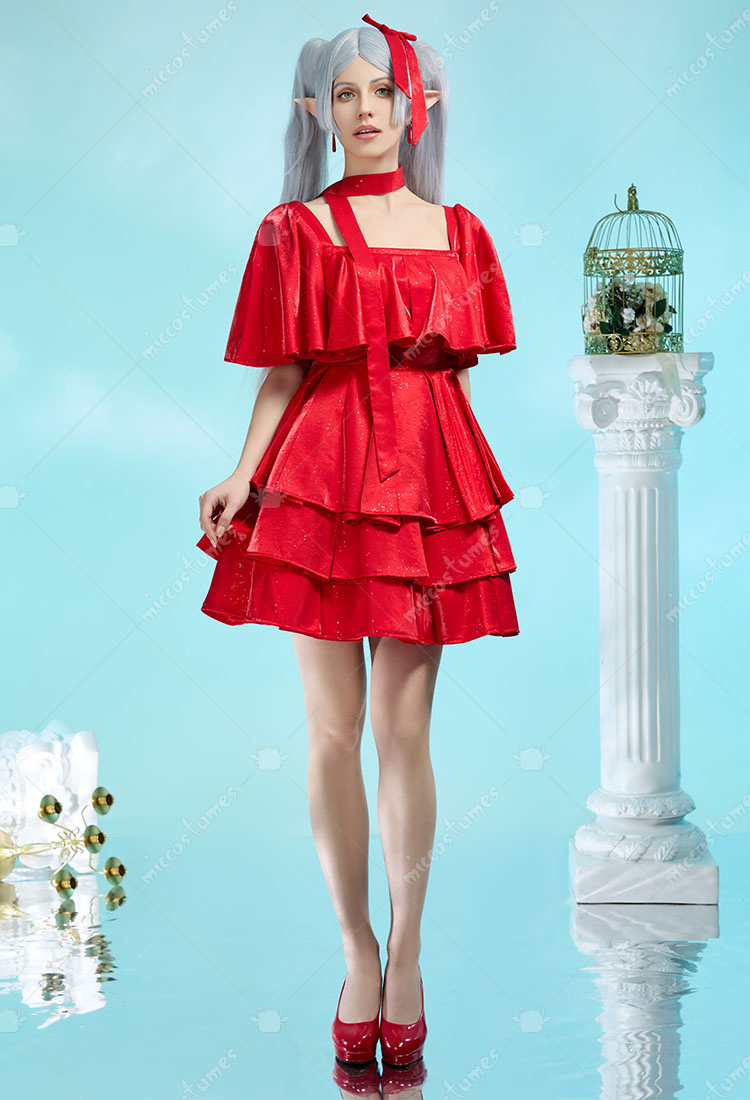 Women Frieren Costume - Dress with Ears and Earrings Frieren: Beyond ...