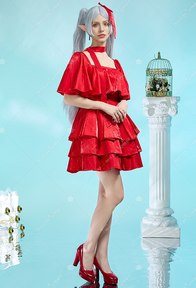 Women Frieren Costume - Dress with Ears and Earrings Frieren: Beyond ...