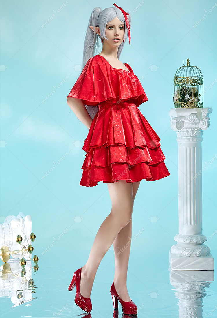 Women Frieren Costume - Dress with Ears and Earrings Frieren: Beyond ...