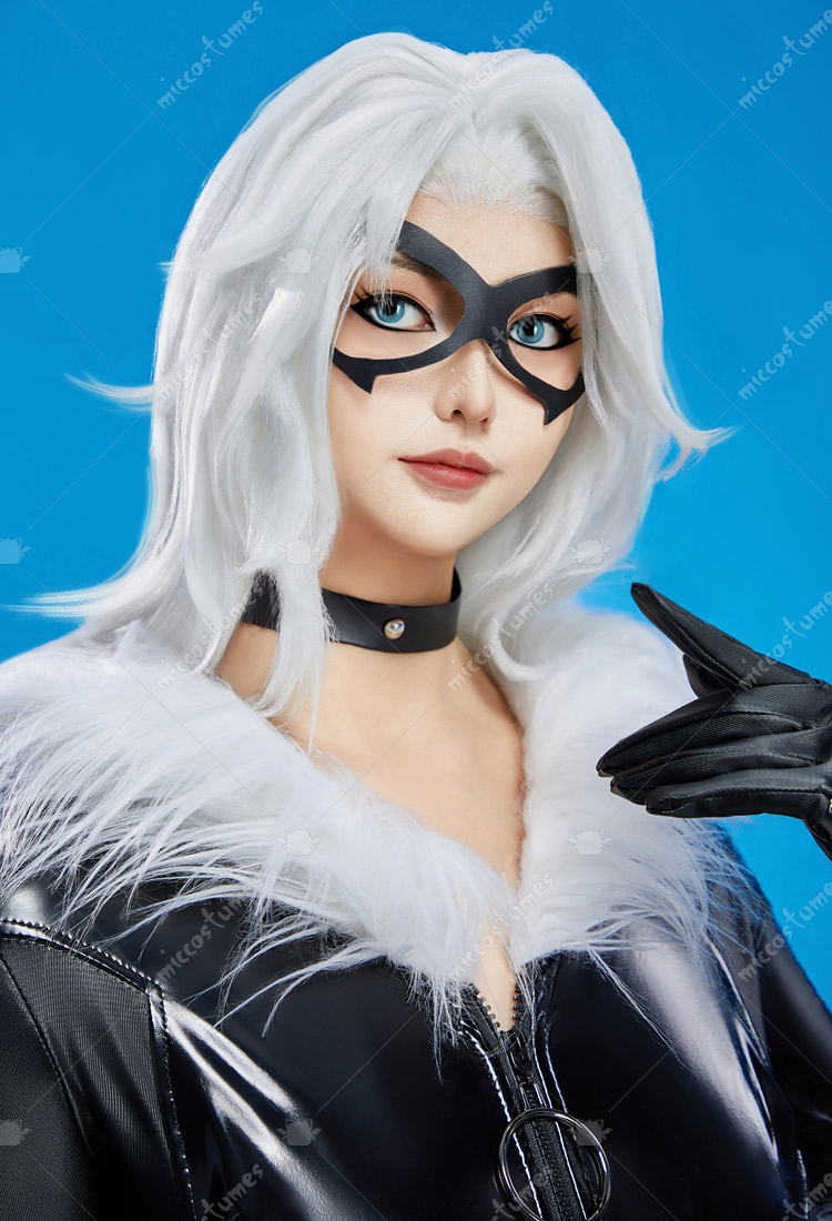 Game Black Cat Costume - Bodysuit with eye mask and neck ornament ...