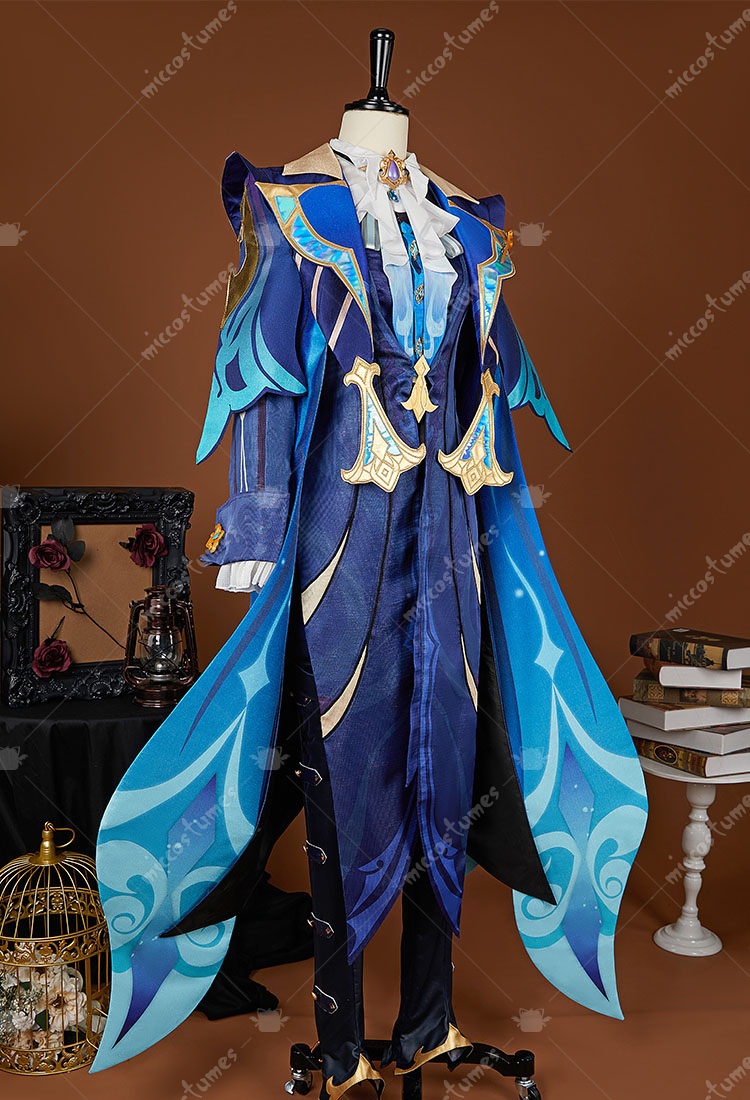 Neuvillette Costume- Long Robe and Trousers with Long Shawl and Gloves ...