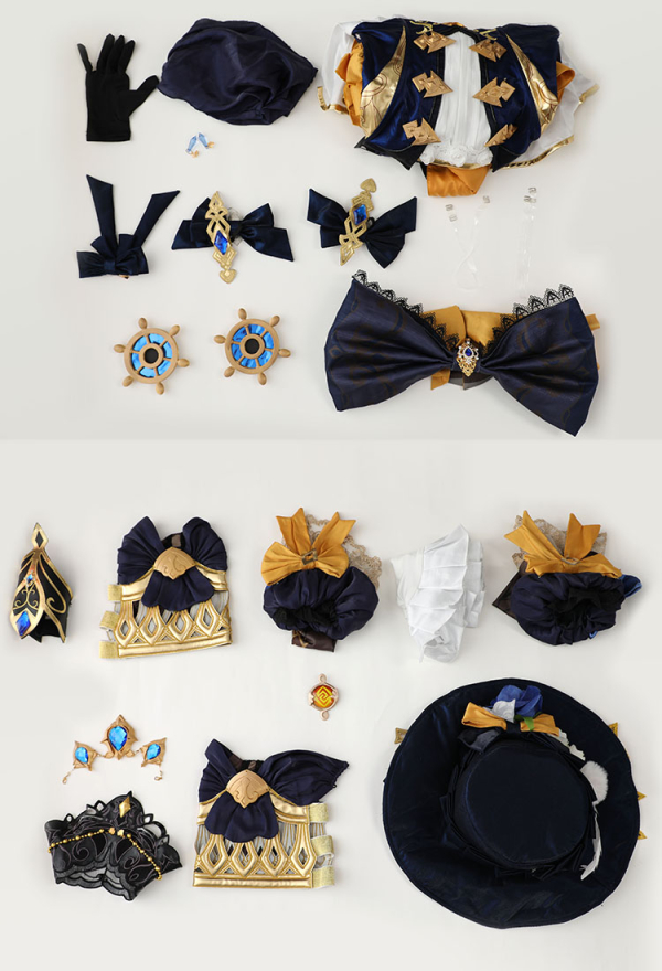 Navia Cosplay Dress and Shorts with Hat and Thigh Socks - Genshin ...