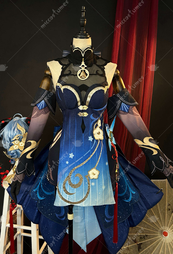 Ganyu Costume- Halter Dress with Headpiece Gloves and Bowknot Genshin ...