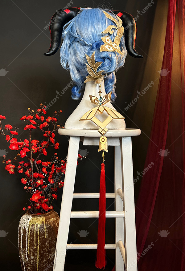 Ganyu Costume- Halter Dress with Headpiece Gloves and Bowknot Genshin ...