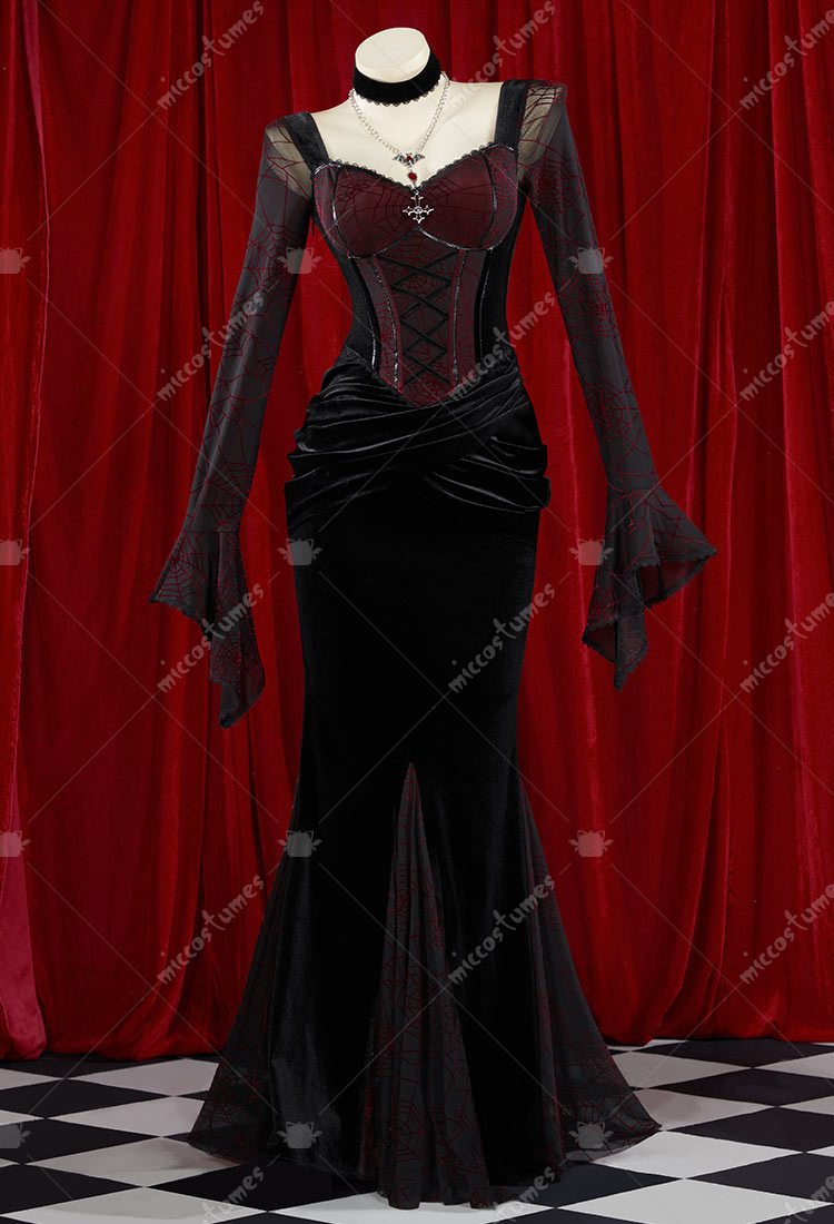 Gothic Black and Red Vampire Fishtail Dress - Halloween Costumes | Top ...