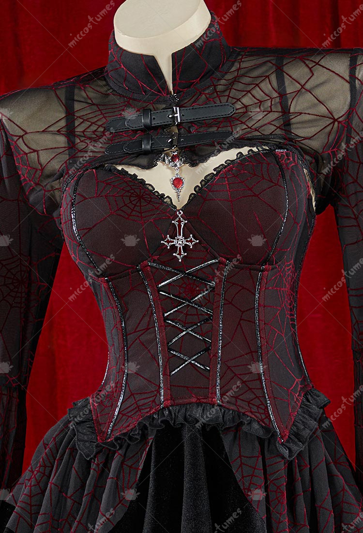 Gothic Black and Red Vampire Corset Dress Set - Halloween Cosplay | Top ...