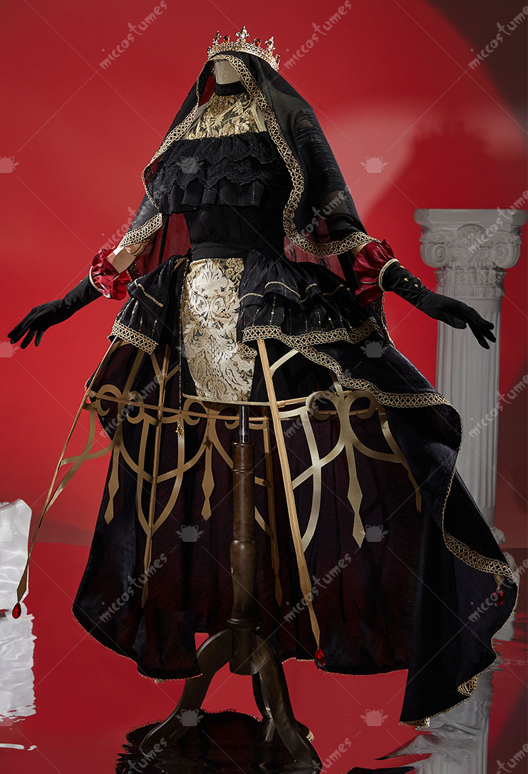 Women Mary Bloody Queen Costume - Black Dress Suit with Veil Pantyhose ...