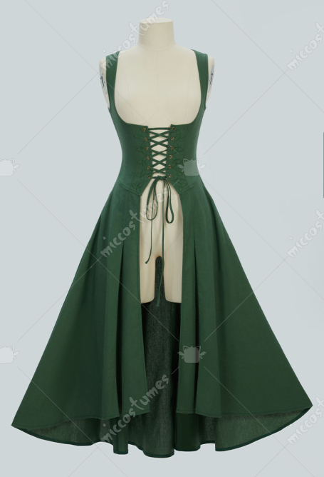 Women Medieval Vintage Lace-Up Jacket - Renaissance Elf Cosplay Green ...