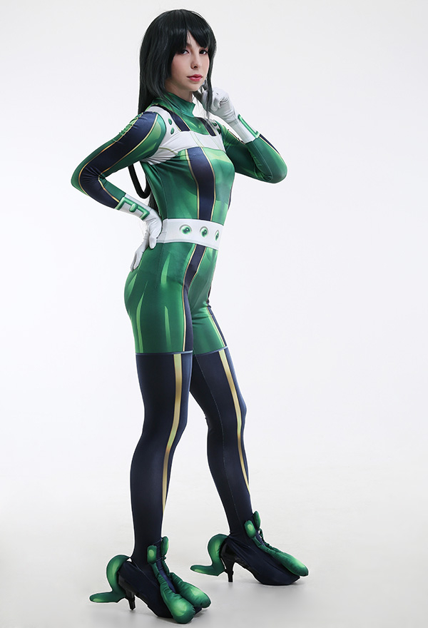 Mujer Traje - MHA MHA Mujer Asui Tsuyu Traje de Batalla Zentai Impreso ...