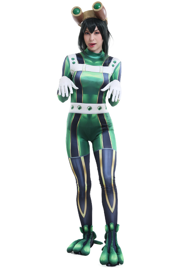 Mujer Traje - MHA MHA Mujer Asui Tsuyu Traje de Batalla Zentai Impreso ...