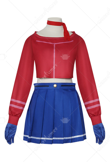 Mita Costume- Red Top Blue Skirt with Gloves Stockings MiSide Cosplay ...