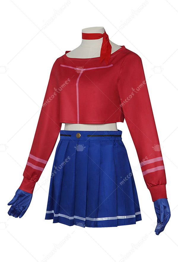 Mita Costume- Red Top Blue Skirt with Gloves Stockings MiSide Cosplay ...