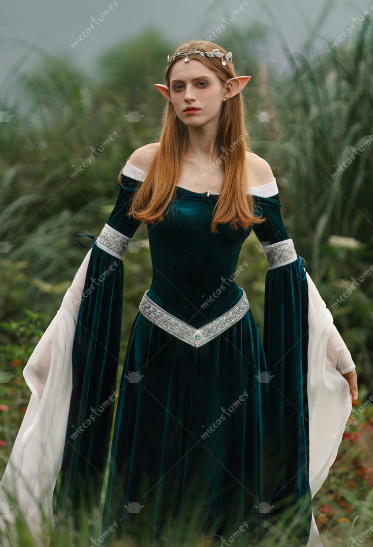 Mujer Traje De Cosplay- Vestido Largo de Estilo Elfo Medieval con ...