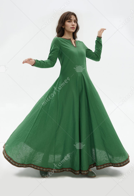 Women Medieval Retro Green Inner Dress - Renaissance Court Style Bottom ...