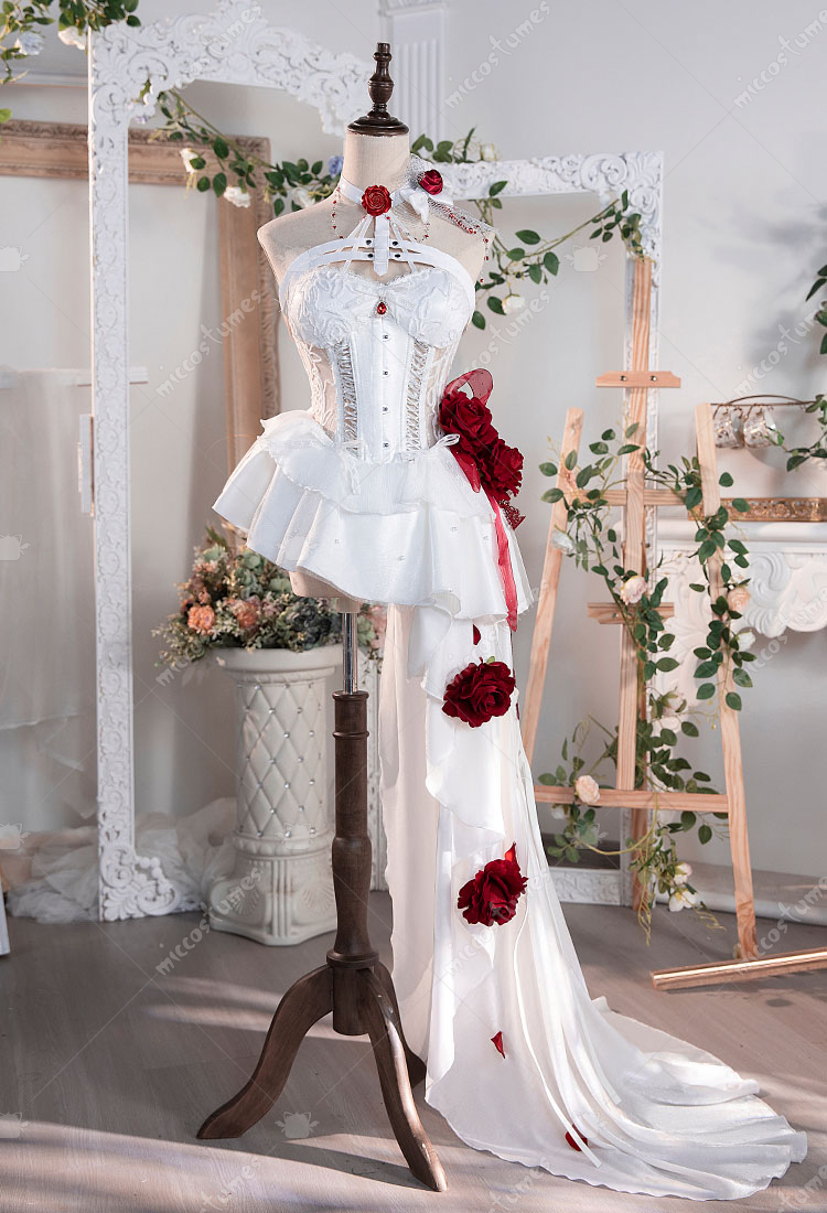 Mihara Bonding Chain Cosplay - Kostüm weißes Kleid mit Kopfschmuck und ...