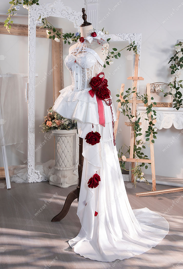 Mihara Bonding Chain Cosplay - Kostüm weißes Kleid mit Kopfschmuck und ...