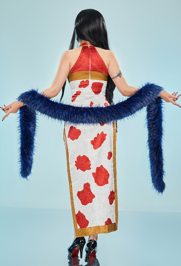 Mujer Traje - Vestido Largo Halter Slim Cheongsam y Chal de Felpa ...