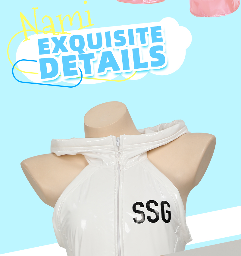 Women Nami Costume- Egghead Hooded Vest and Panty with Waist Bag Bracelet OP Cosplay | Top ...