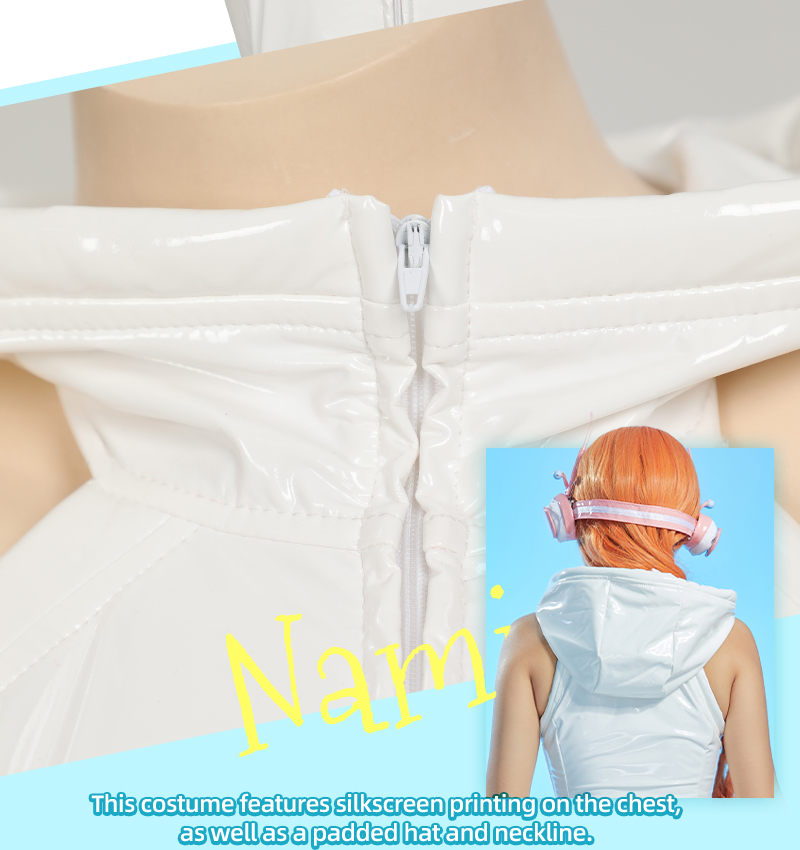 Women Nami Costume- Egghead Hooded Vest and Panty with Waist Bag Bracelet OP Cosplay | Top ...