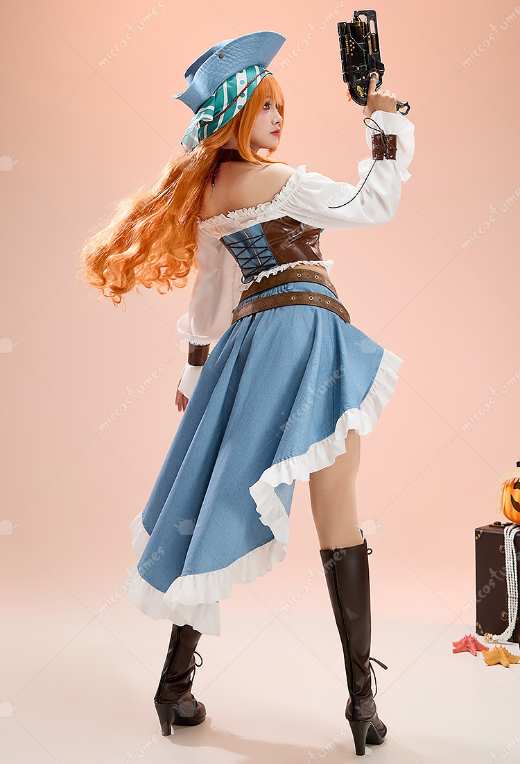 Nami Cosplay Costume - Halloween Style Pirate Costume Top and Skirt ...
