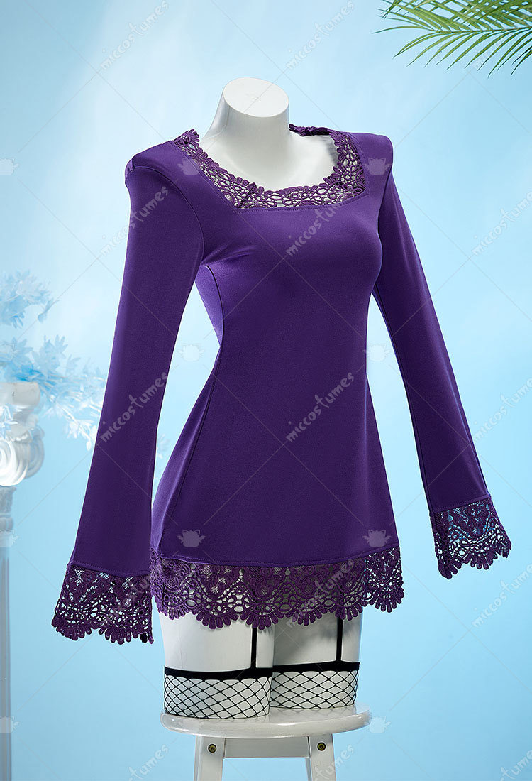 Nico Robin Cosplay - Robe Dentelle à encolure carrée violette avec bas ...