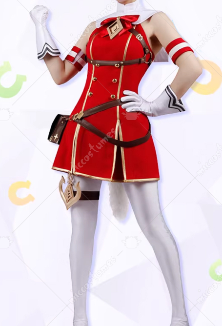 Gold Ship Costume- Red Dress and Tights with Gloves and Hat Anime ...