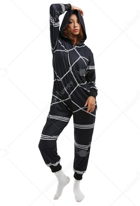 Binding Rope Pattern Onesie Pajama - Women Adult Onesie Homewear ...