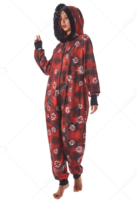 Red and Black Tie-dye Printed Onesie Pajama - Women Christmas ...
