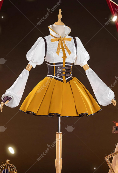 Tomoe Mami Costume - Yellow White Dress and Gloves with Hat and Thigh ...
