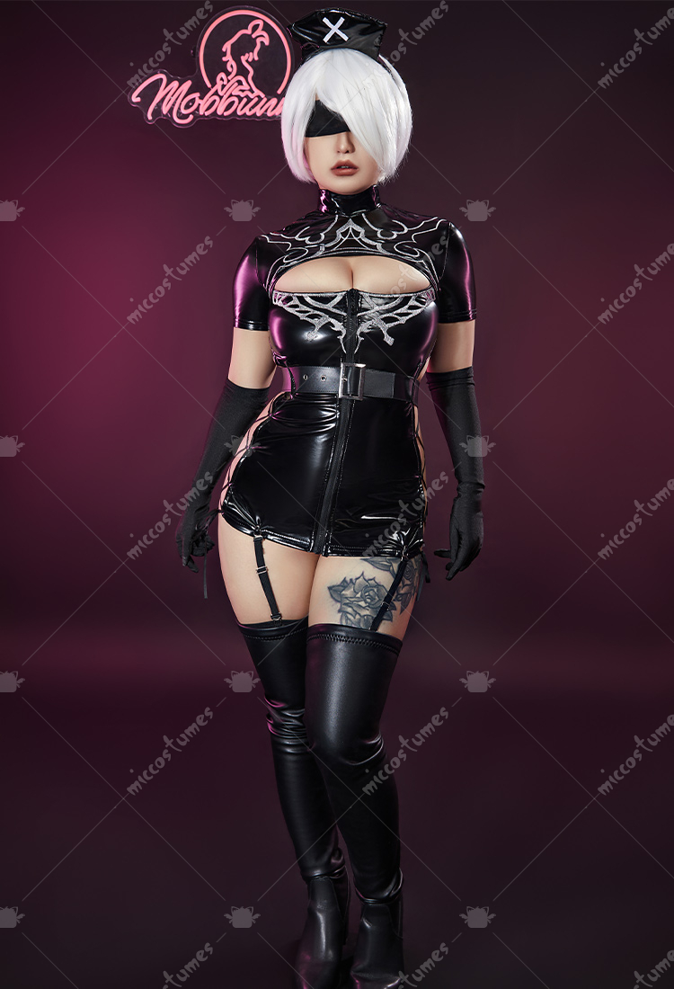 Halloween N Automata Dress and Gloves with Thigh Socks - 2B Derivative Punk Sexy Lingerie | Top ...