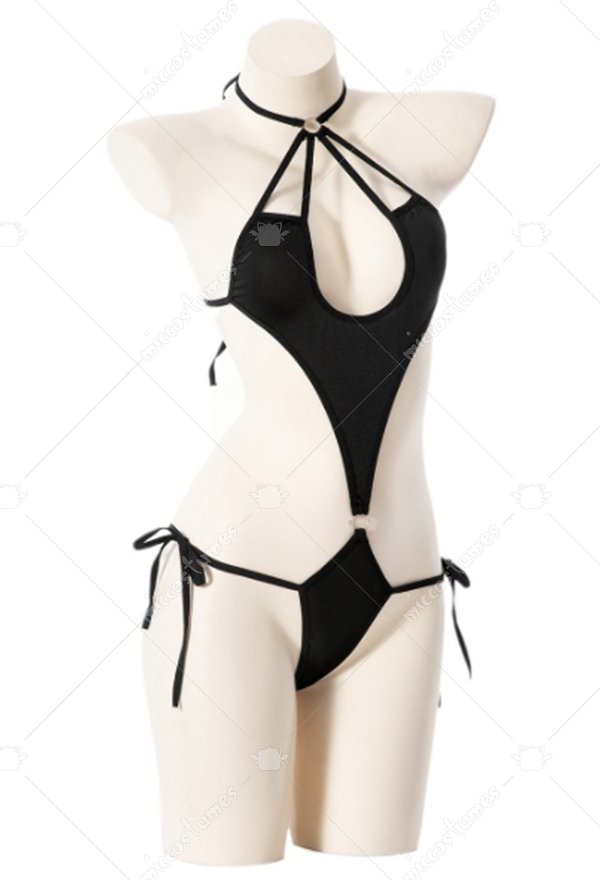 Sexy Lingerie Bodysuit One Piece Lace Up Three Point Hollow Halter