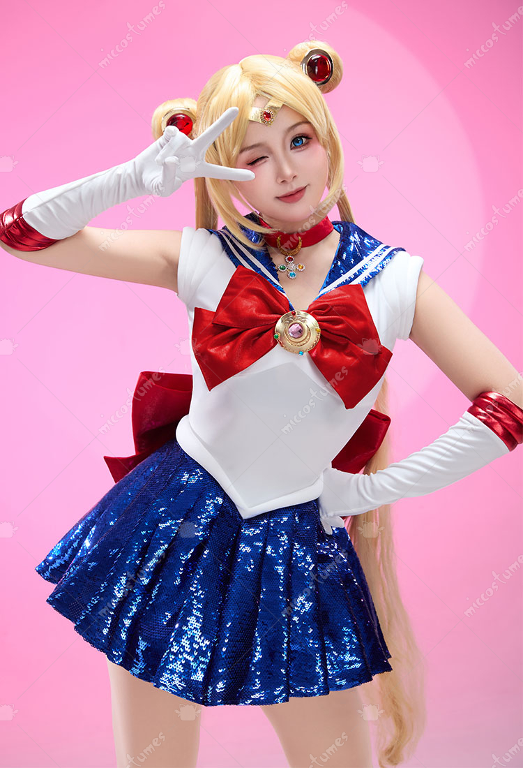 Sailor Moon Usagi Stage Version Costume - Dress with Gloves and Hair ...
