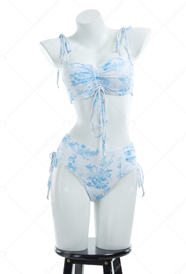 Retro Two-Piece Swimsuit - Vintage Floral Bikini Set Bathing Suit with Cover-up and Skirt | Top ...
